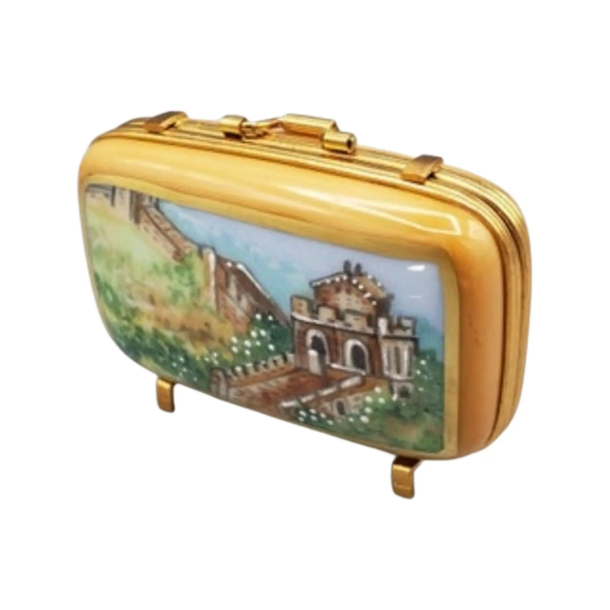 China Suitcase Limoges Box Charm – Hand-Painted French Porcelain