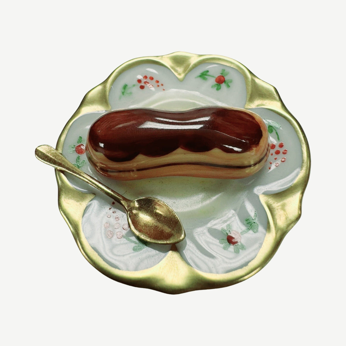 Eclair on Plate Limoges Box – Authentic French Porcelain Art