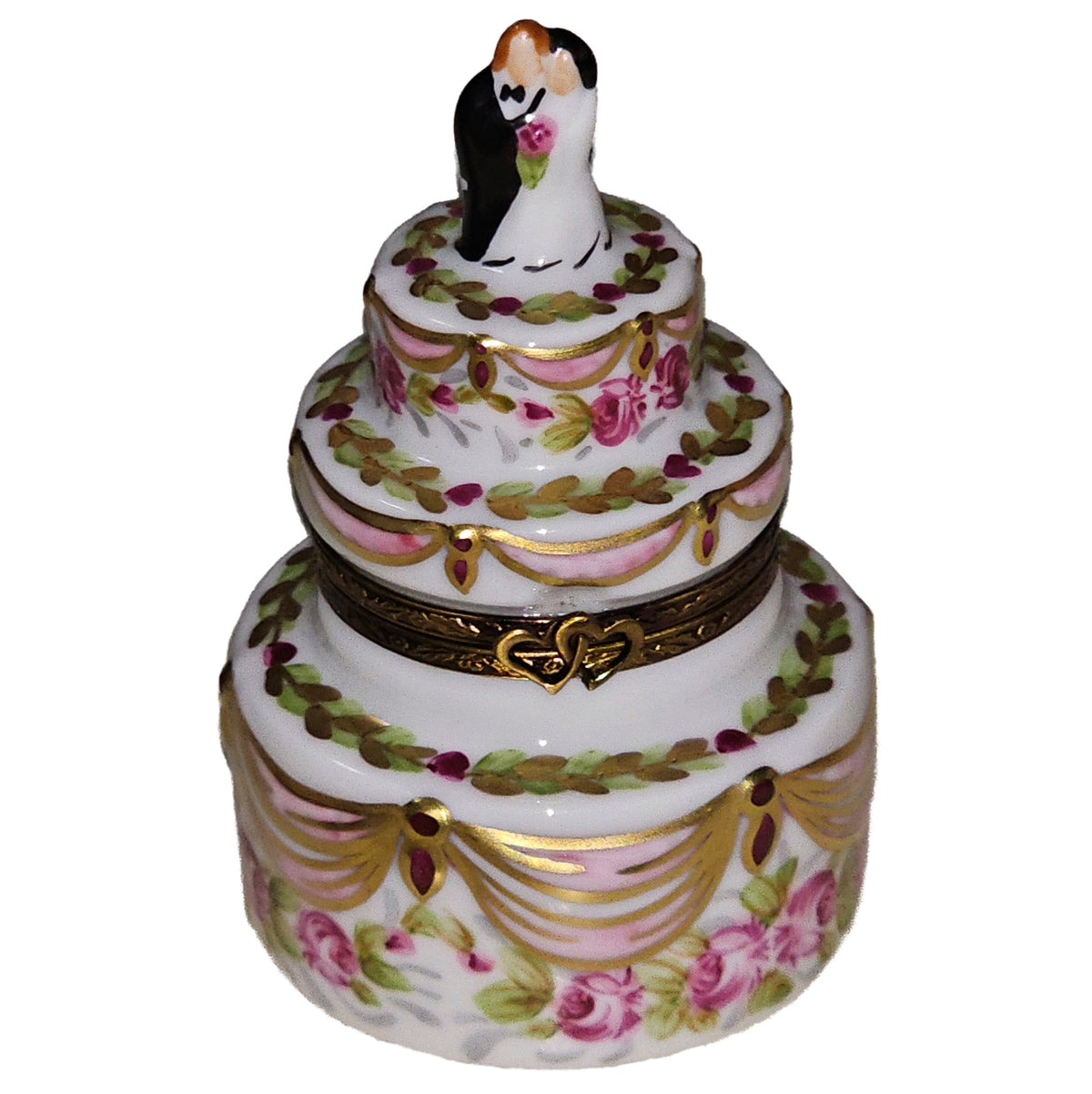 Couple on Wedding Cake Limoges Box – Handcrafted French Porcelain