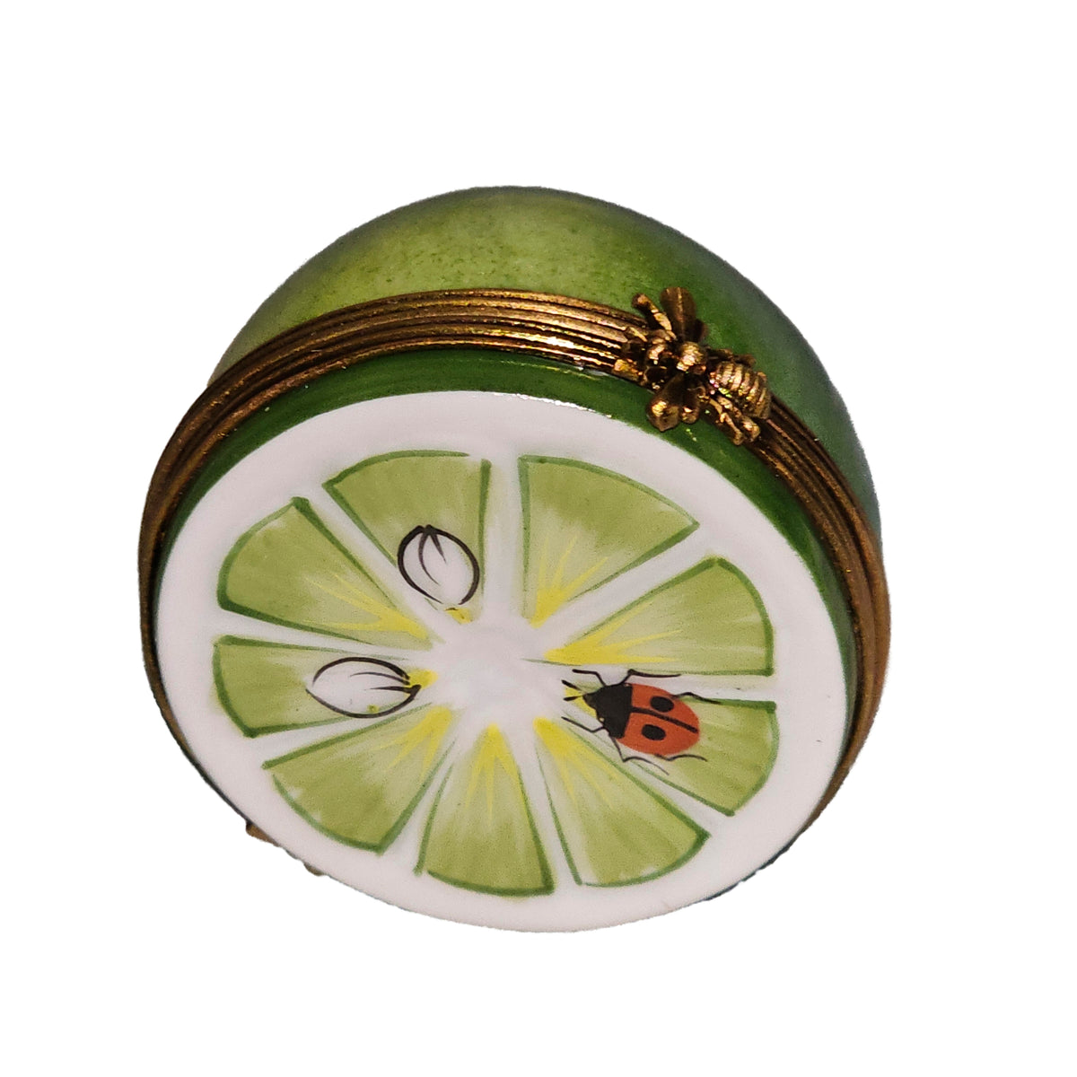 Ladybug Lime Limoges Box for Charming Kitchen Decor