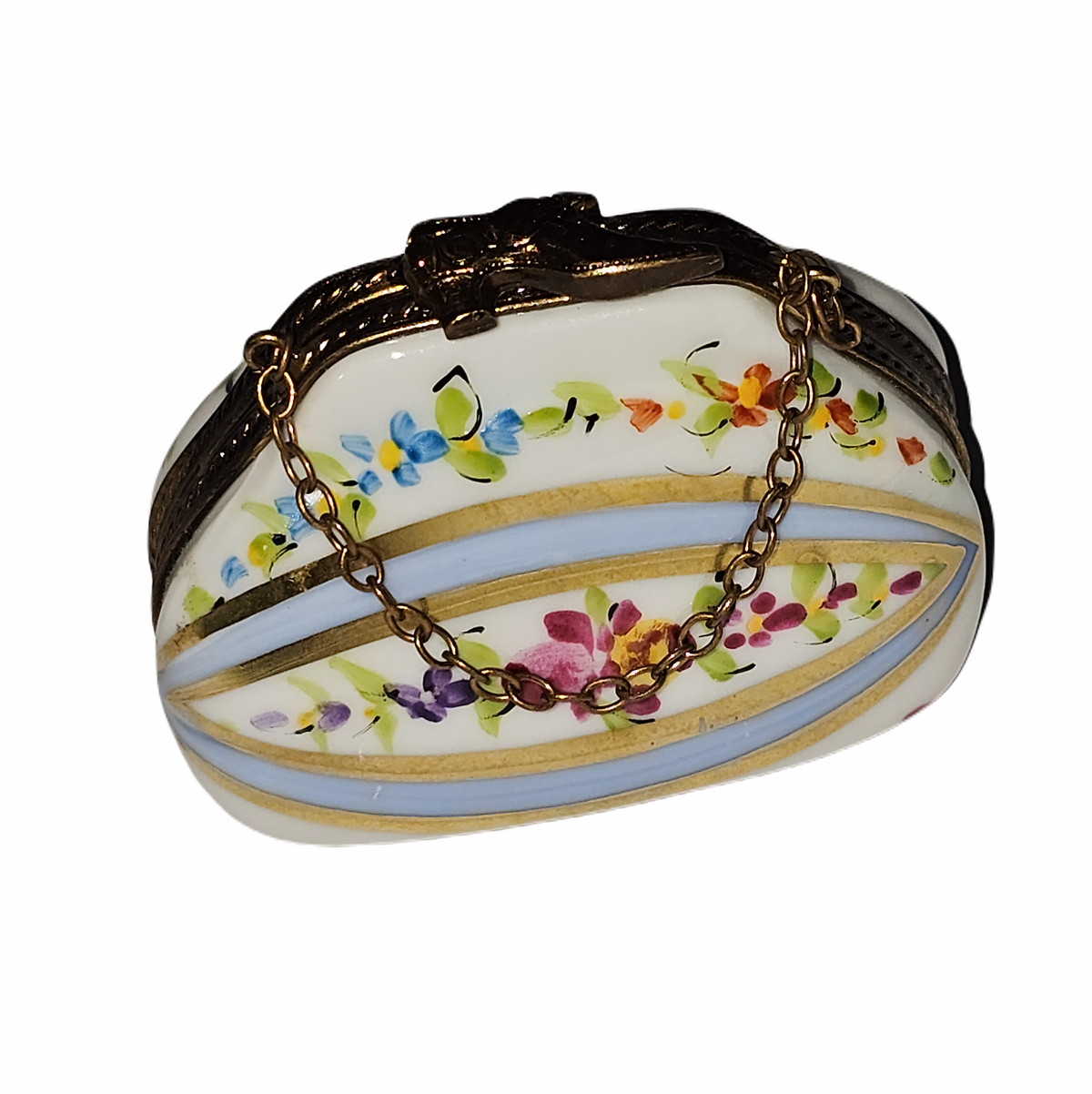 Light Blue Flowers Purse Limoges Box – Authentic French Porcelain