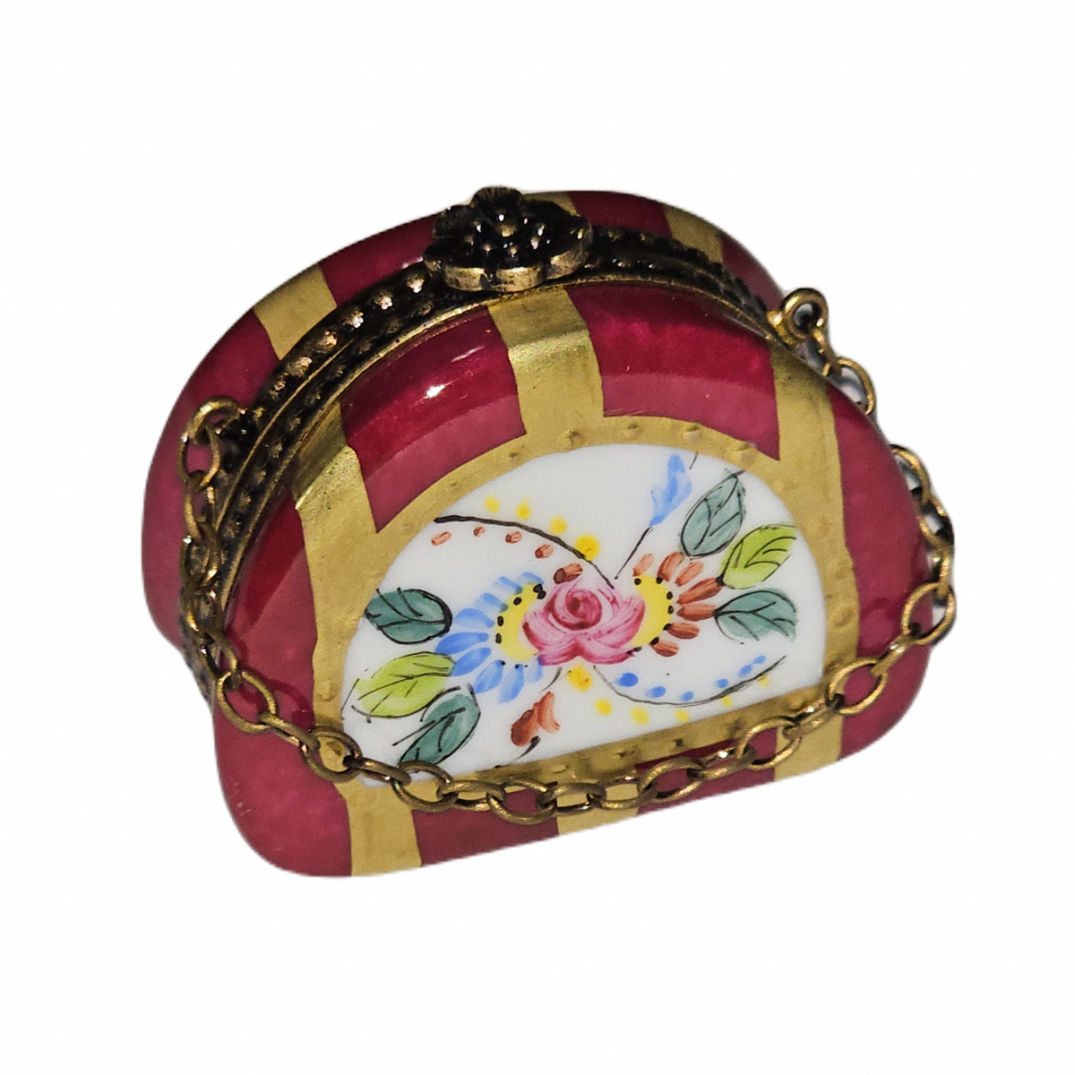 Red Round Purse w Flowers - Stylish and Unique Design