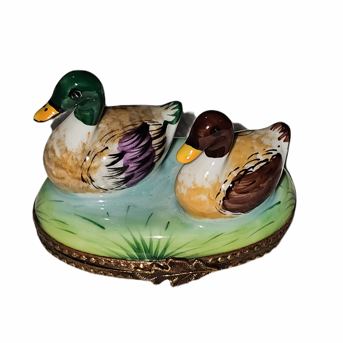 Ducks Swimming Limoges Box – Hand-Painted French Porcelain