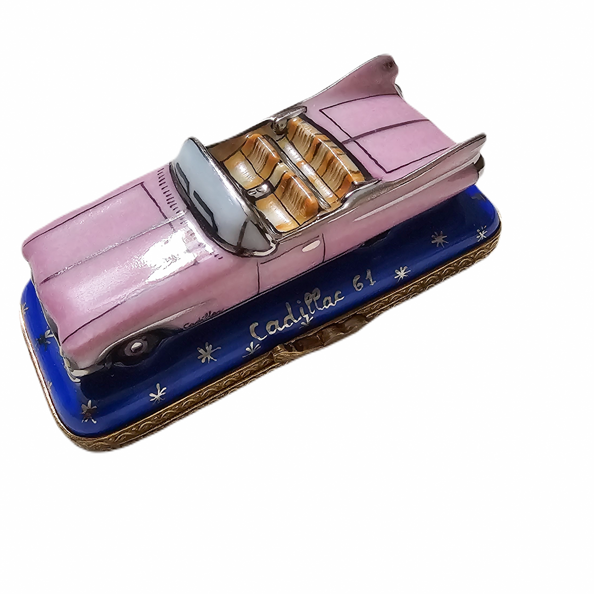 Pink Cadillac Car Limoges Box - Handcrafted Elegance