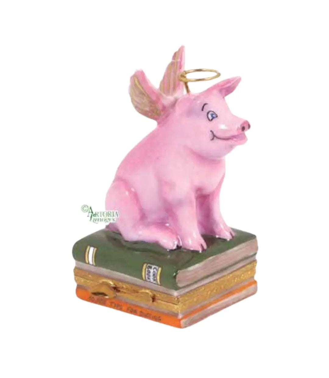 Angelic Pig Limoges Box Figurine – Authentic French Porcelain