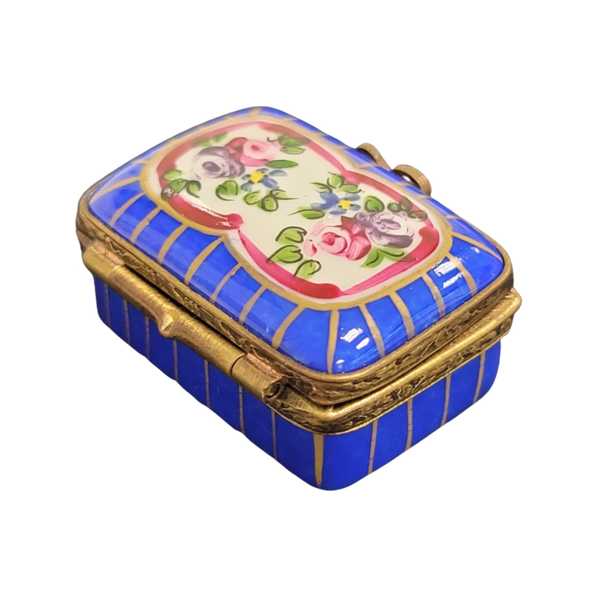 Blue Rectangle Limoges Pill Box – Authentic French Porcelain