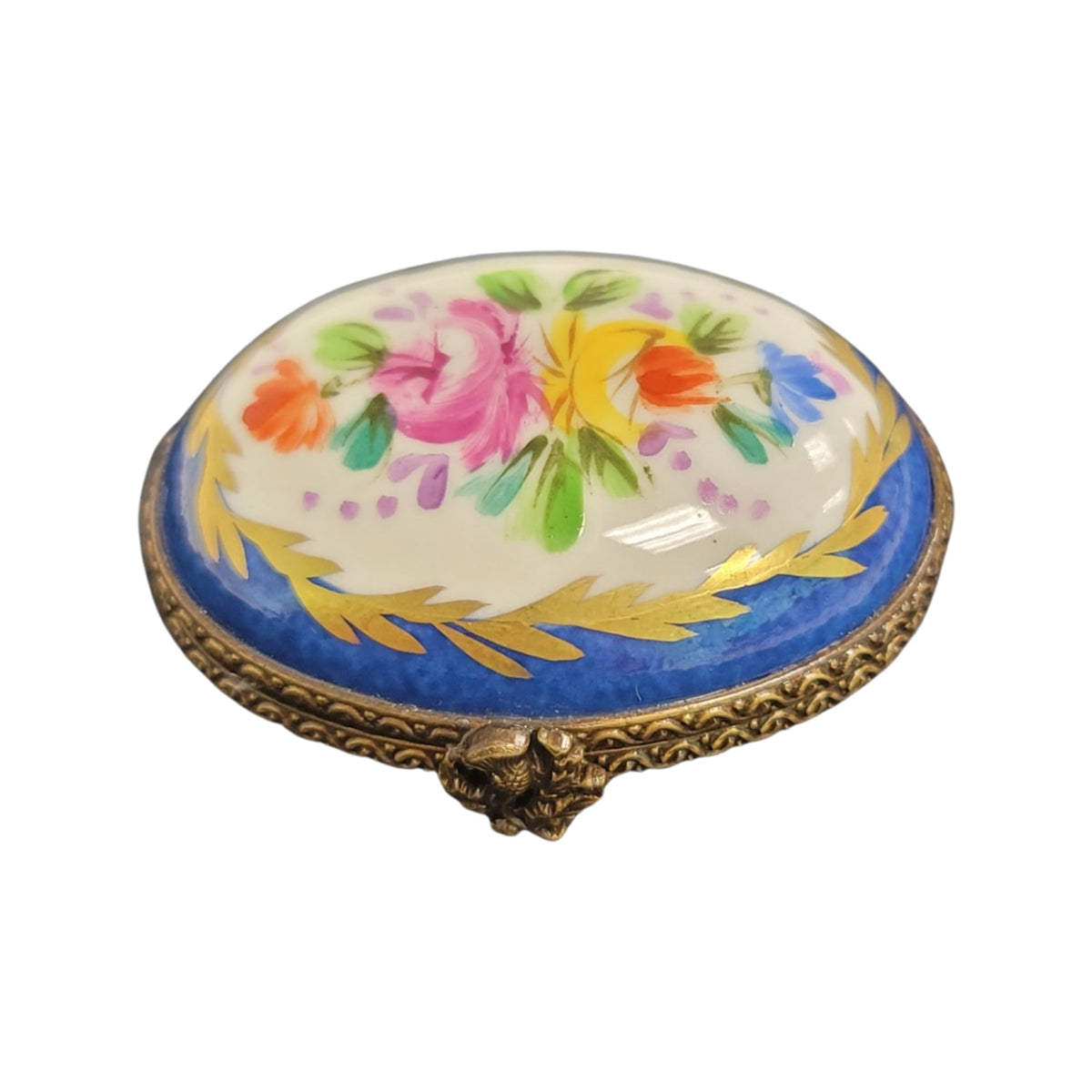 Blue Oval Porcelain Pill Box - Handcrafted Elegance