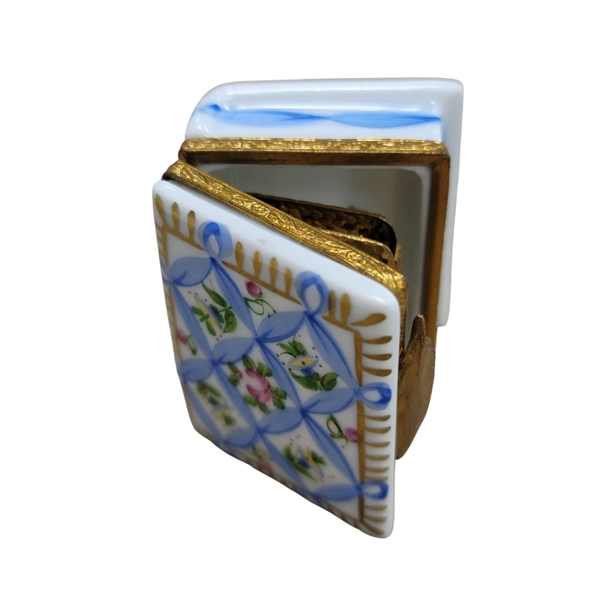 Blue Ribbon Book Keepsake Box - Elegant Limoges Decor