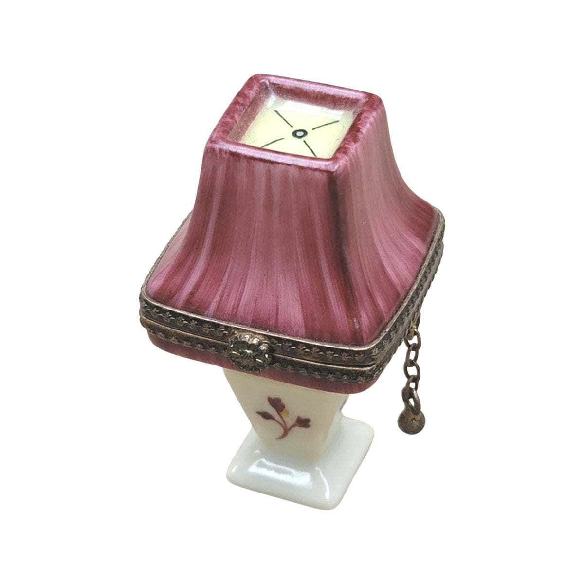 Burgundy Porcelain Table Lamp Limoges Box Figurine
