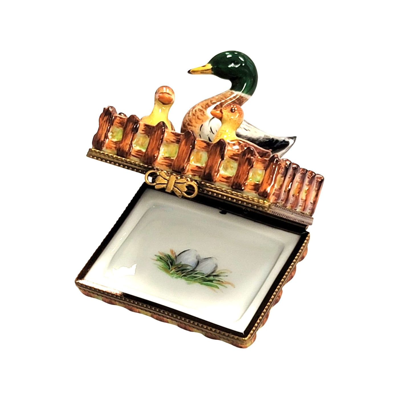 Charming Duck Family Limoges Box Porcelain Figurine
