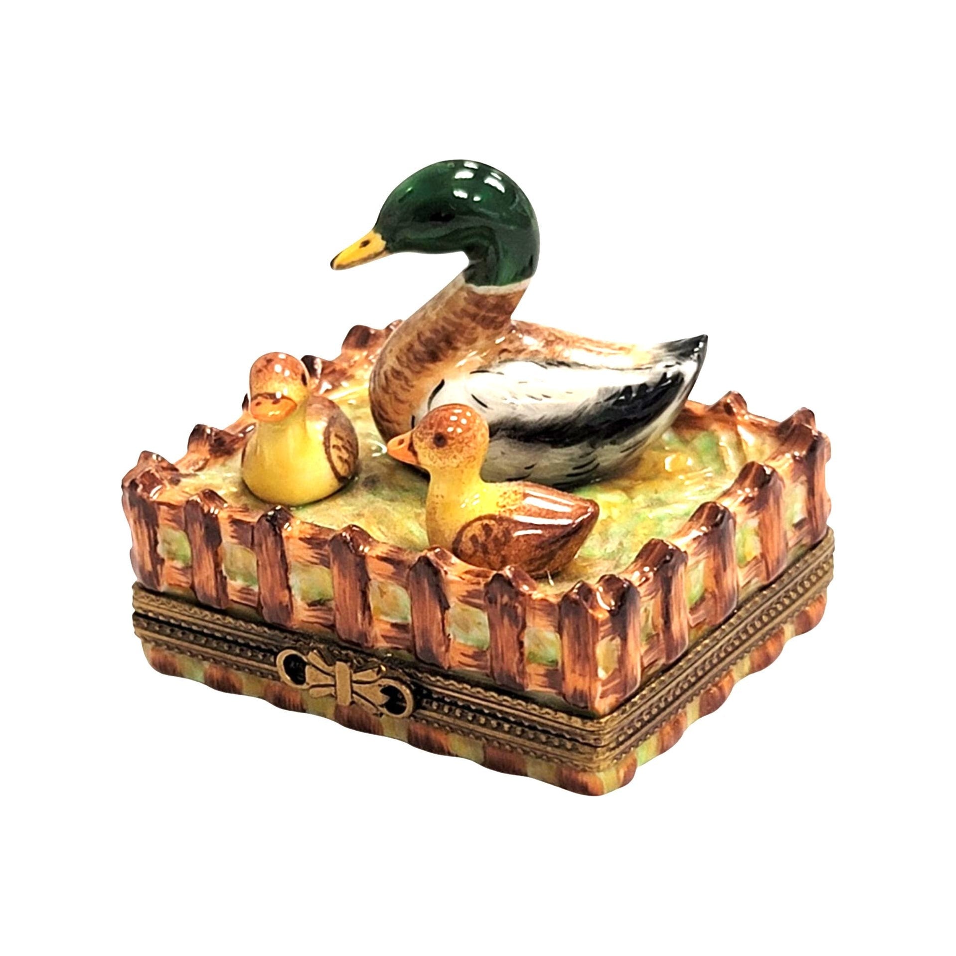 Charming Duck Family Limoges Box Porcelain Figurine