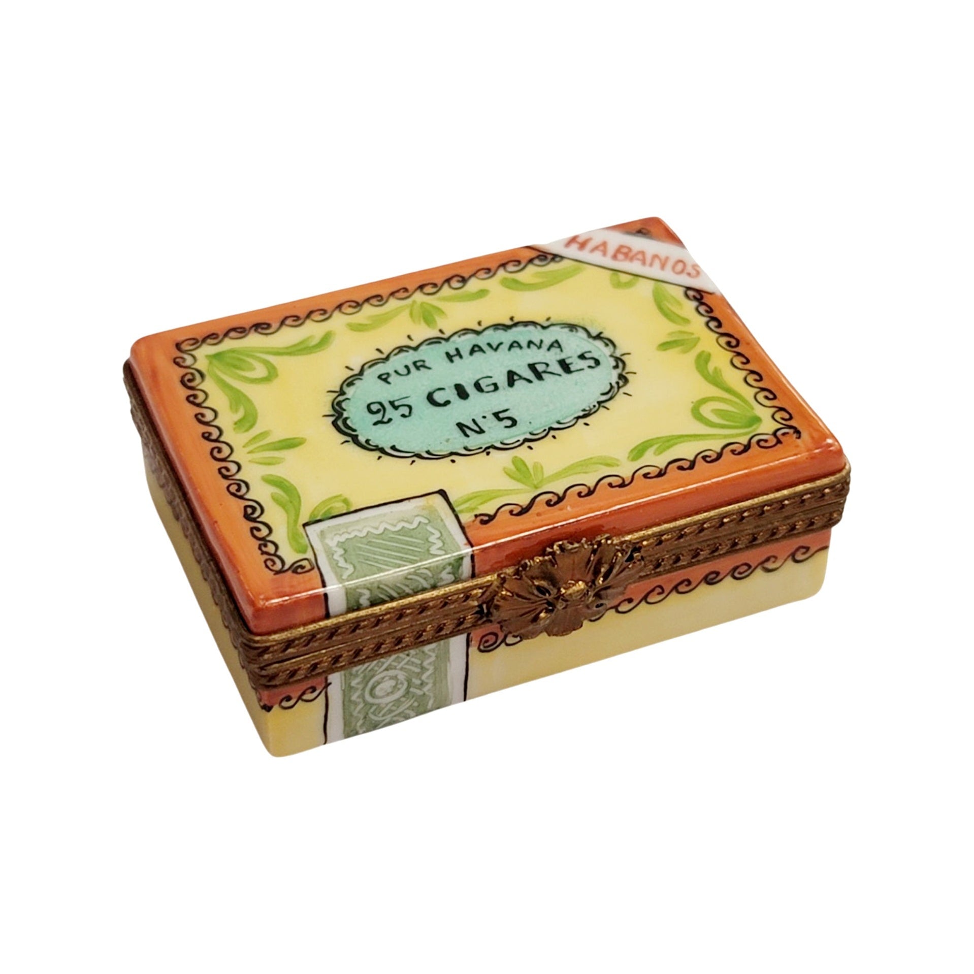 Cigar Box Limoges Figurine: Handcrafted French Porcelain