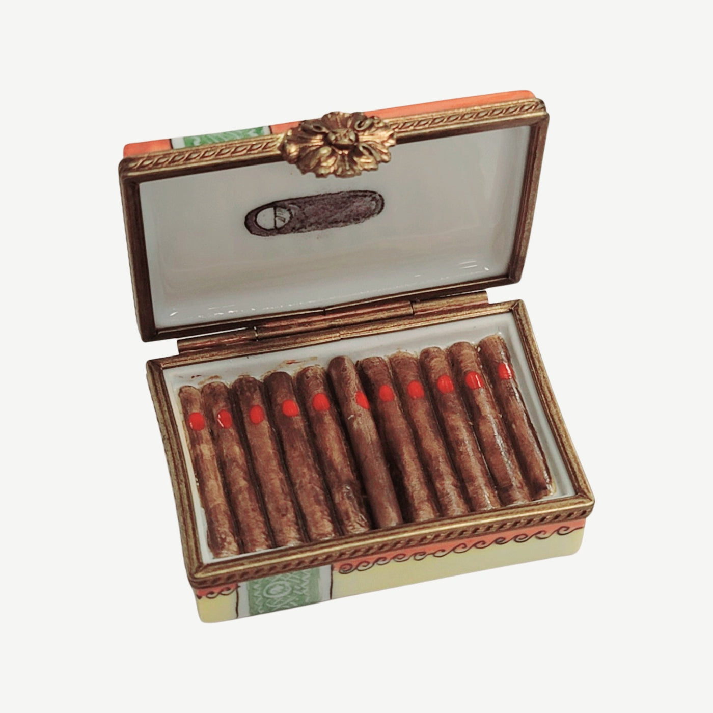 Cigar Box Limoges Box Figurine with Removable Cigars