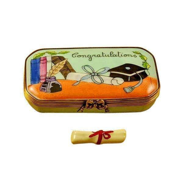 Congratulations Graduation Oval w Diploma Limoges Box