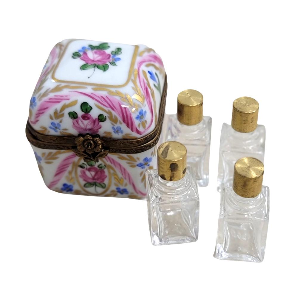 Elegant Pink Roses Box: Hand-Painted French Porcelain