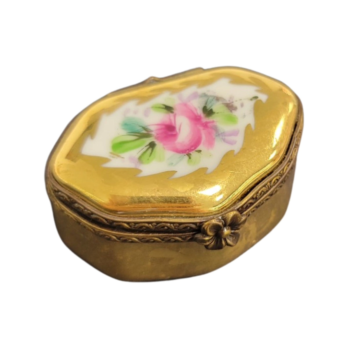 Yellow Semi Oval Limoges Pill Box – Handcrafted French Porcelain
