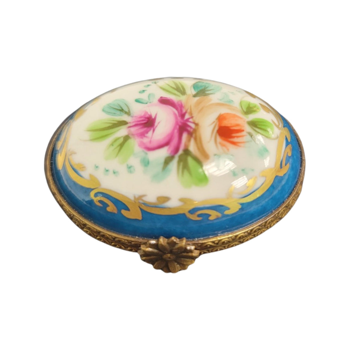 Blue Oval Limoges Pill Box – Authentic French Porcelain
