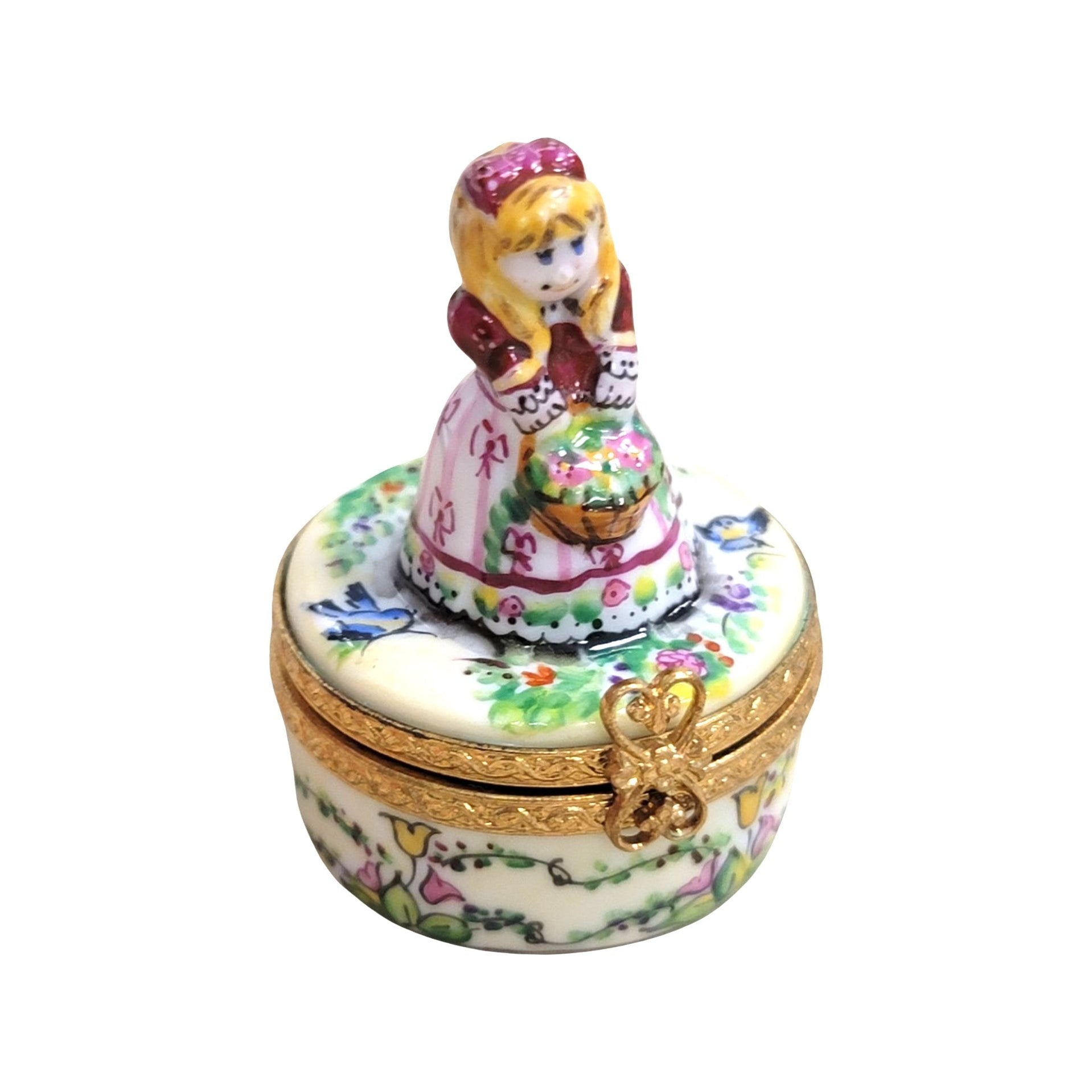 Little Girl Springtime Delight Limoges Box Figurine