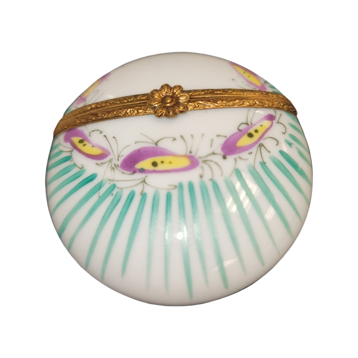 QLT Green Flat Round Pill Box Limoges – Handcrafted French Porcelain