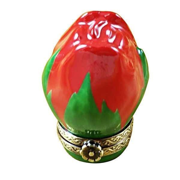 Mini Red Rosebud Box: Handcrafted French Porcelain Gift