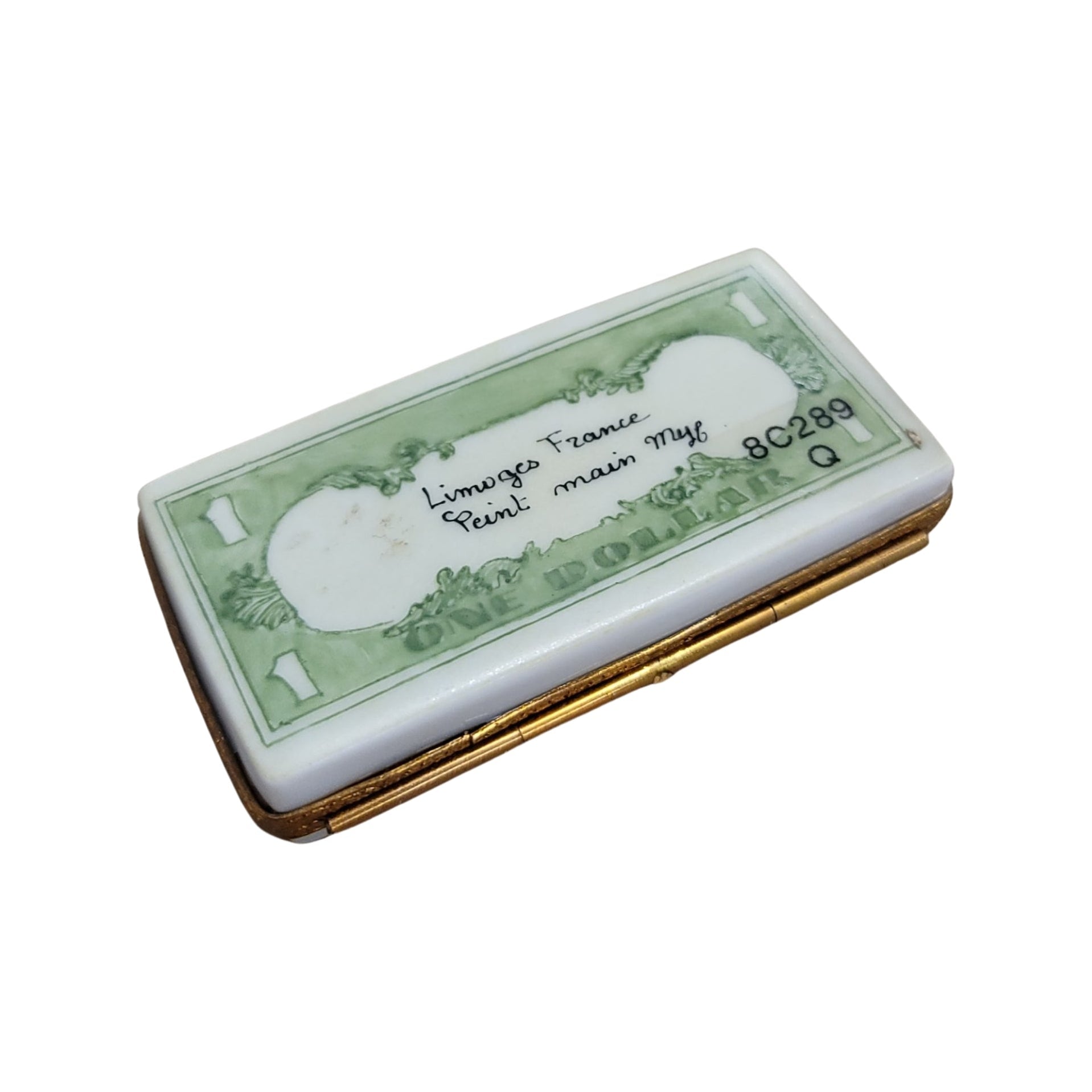 One Dollar Bill Limoges Box Porcelain Figurine