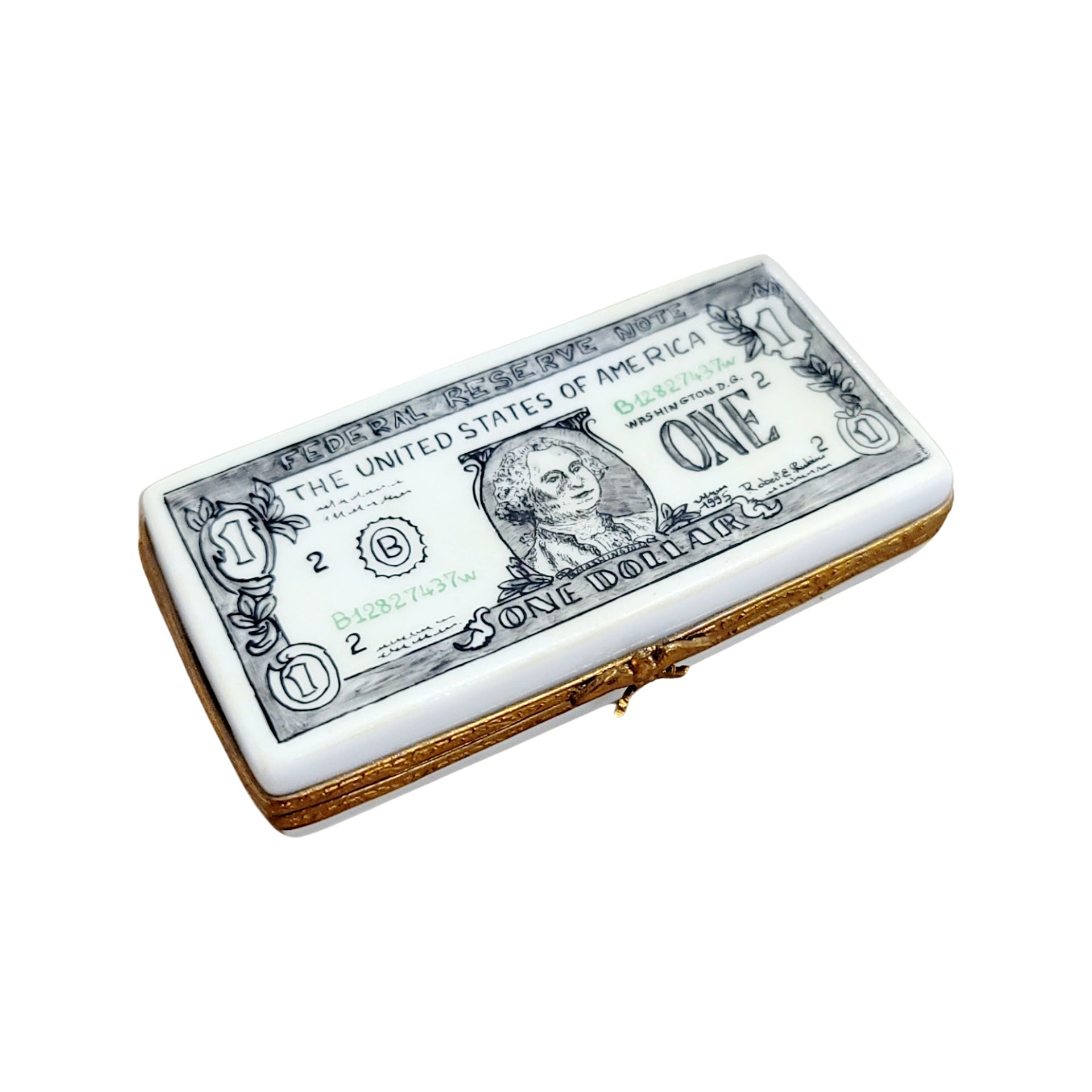 One Dollar Bill Limoges Box Porcelain Figurine