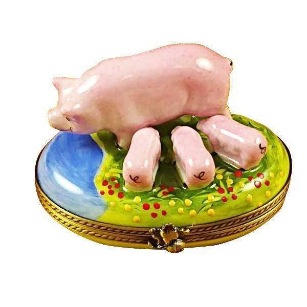 Pig And Babies Limoges Box For Animal Lovers