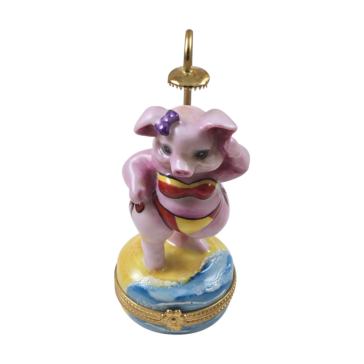 Pig in Bikini Under Shower Limoges Box Collectible