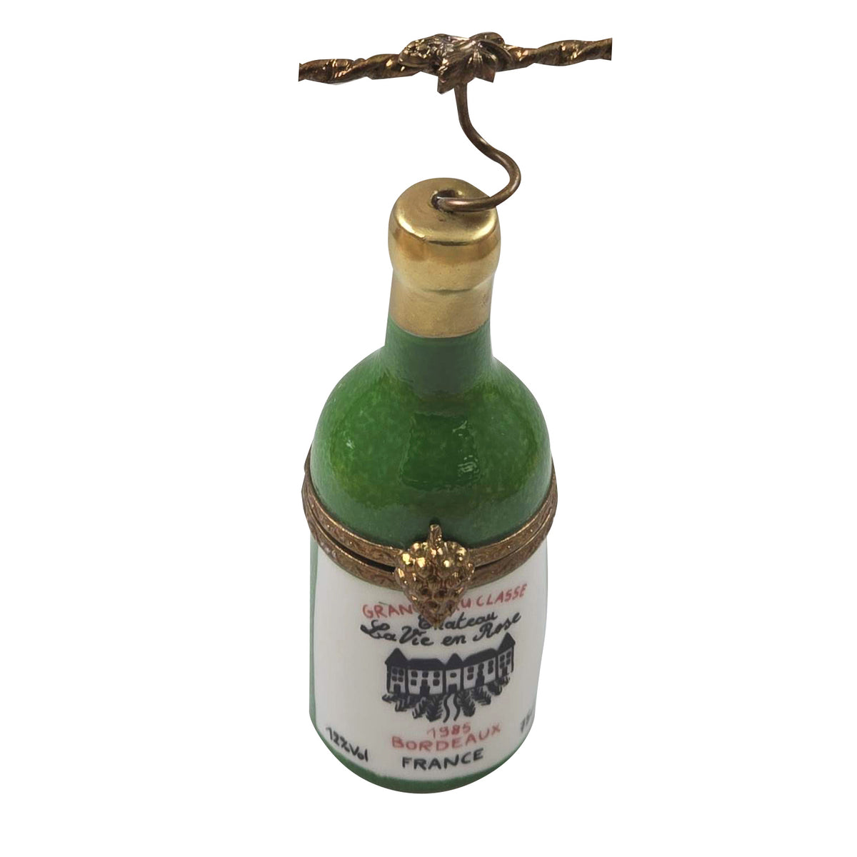 Wine Bottle With Brass Cork Screw Limoges Box