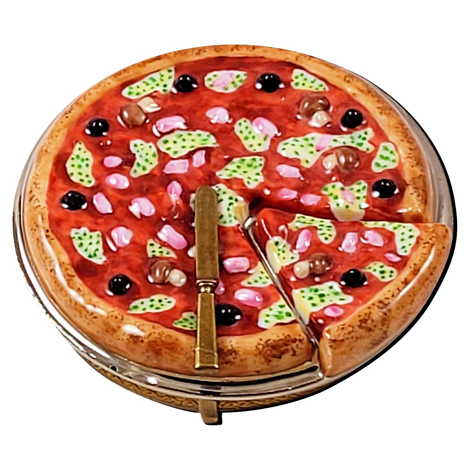 Pizza Pie Food Limoges Box – Authentic French Porcelain Art