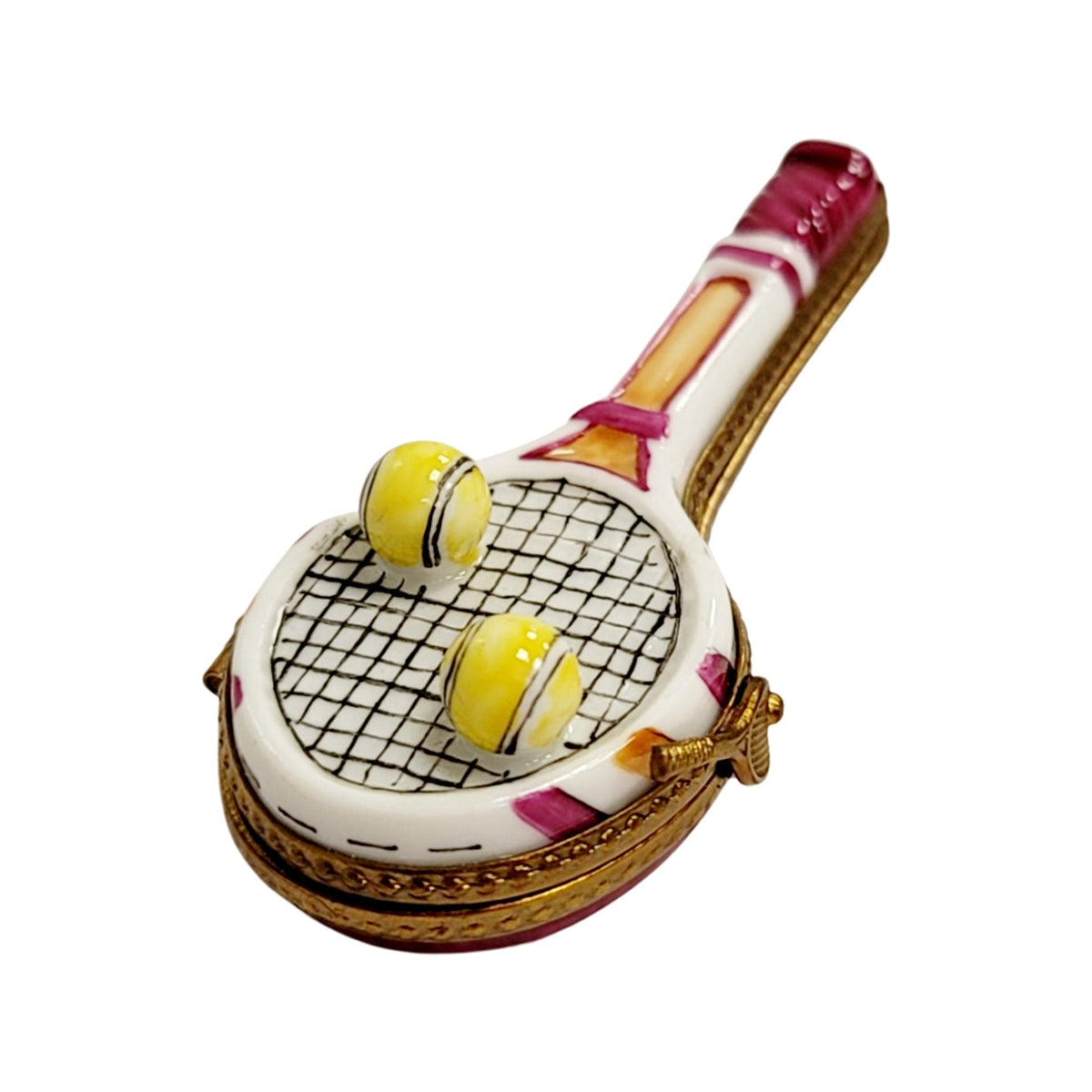 Red Tennis Racquet Box: Elegant French Porcelain Gift