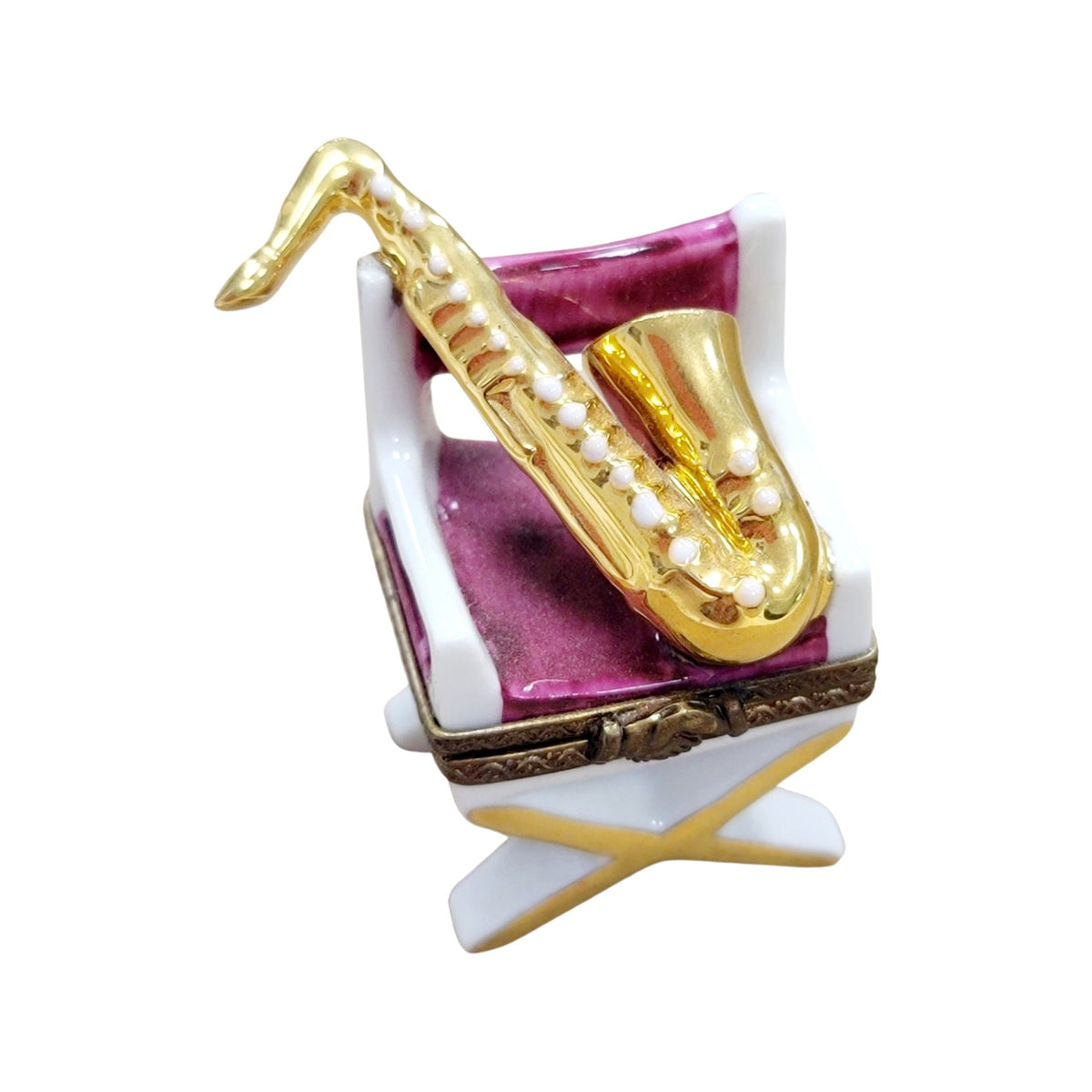 Saxophone Charm: Handcrafted French Porcelain Art