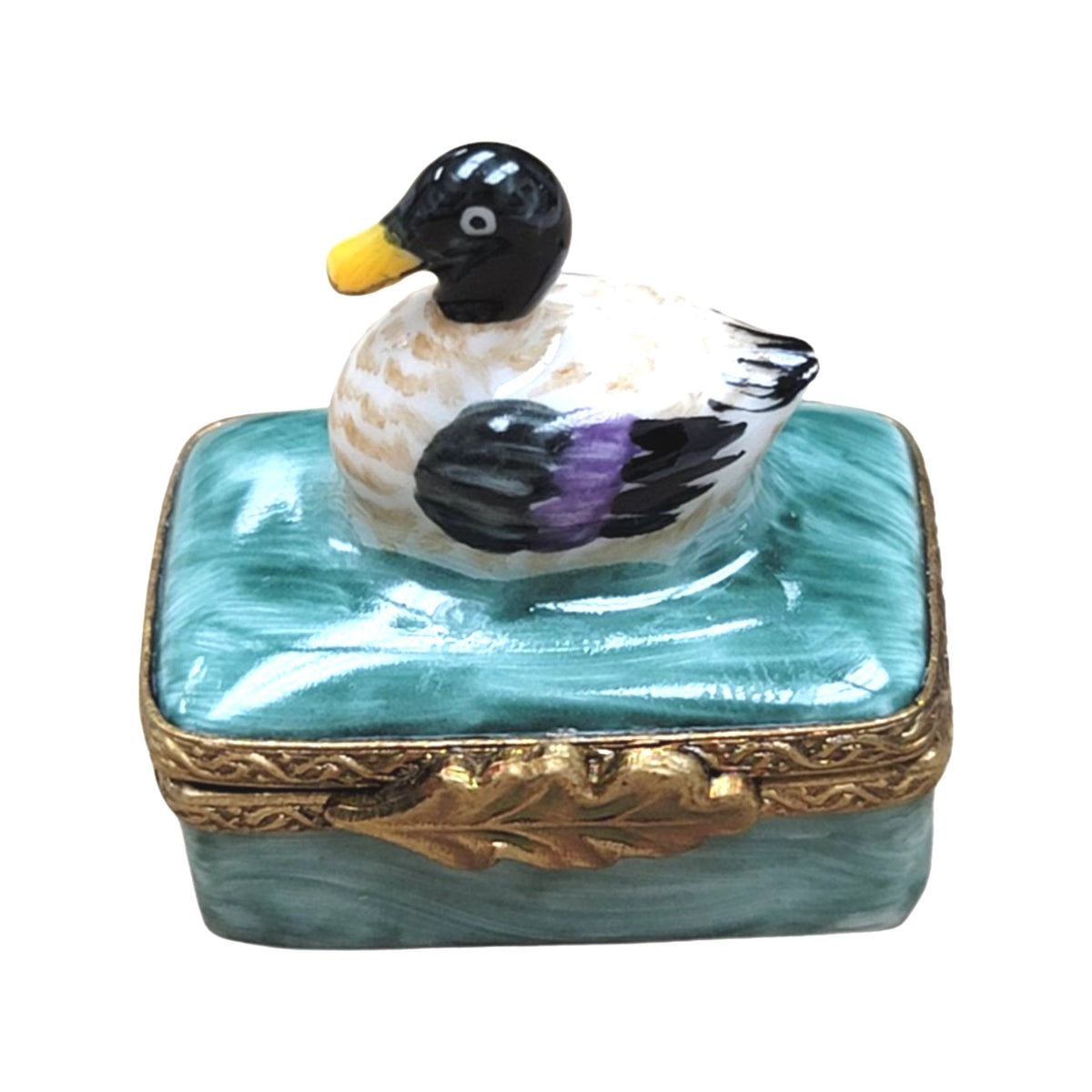 Small Mallard Duck Limoges Box – Handcrafted French Porcelain