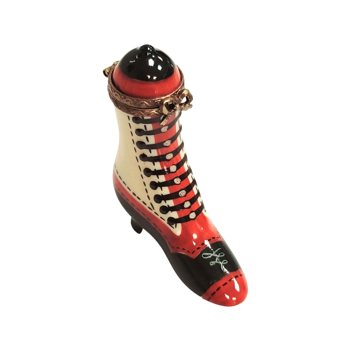 Victorian Elegance Boot Limoges Box Porcelain Figurine