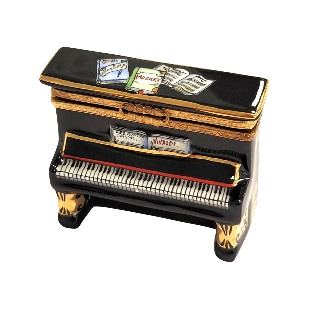 Black Upright Piano Limoges Box – Handcrafted French Porcelain
