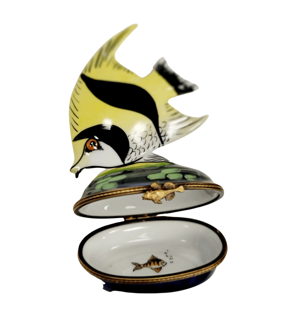 Retired Yellow Tropical Fish Limoges Box – Handcrafted French Porcelain