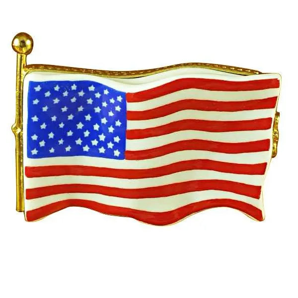 American Flag Limoges Box – Handcrafted French Porcelain
