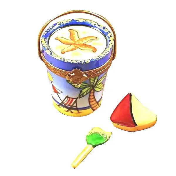 Beach Pail with Sailboat & Shovel Limoges Box Gift