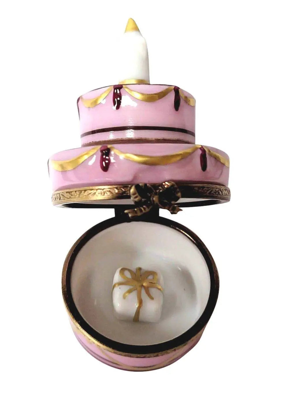 Birthday Cake with Candle Limoges Box – Hand-Painted French Porcelain