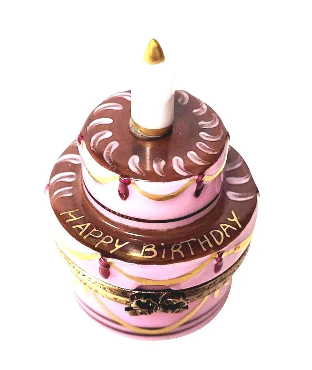 Birthday Cake with Candle Limoges Box – Hand-Painted French Porcelain