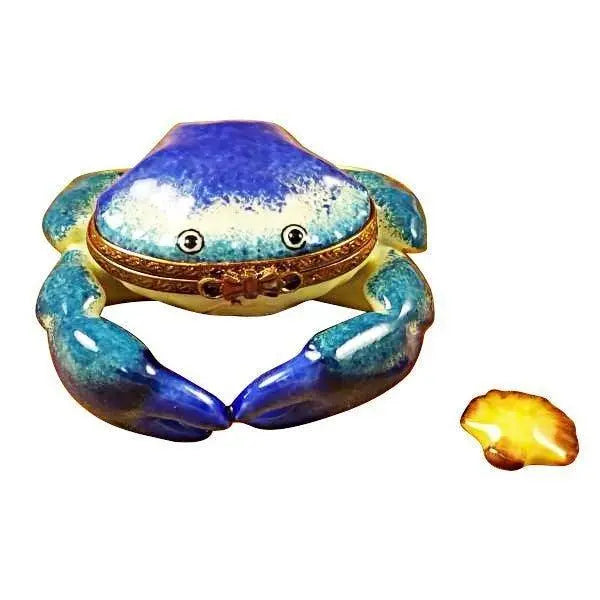 Blue Crab with Shell Limoges Box – Handcrafted French Porcelain