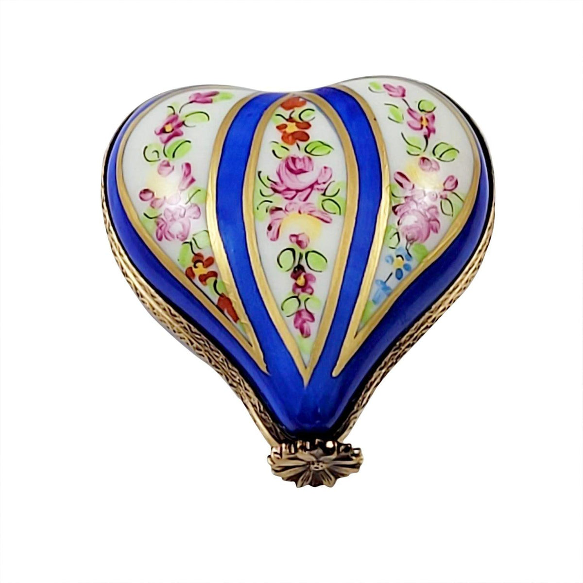 Blue Striped Heart Limoges Box for Elegant Gifting