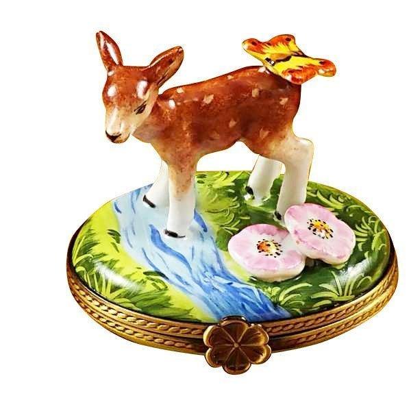 Deer and Butterfly Limoges Box for Nature Lovers