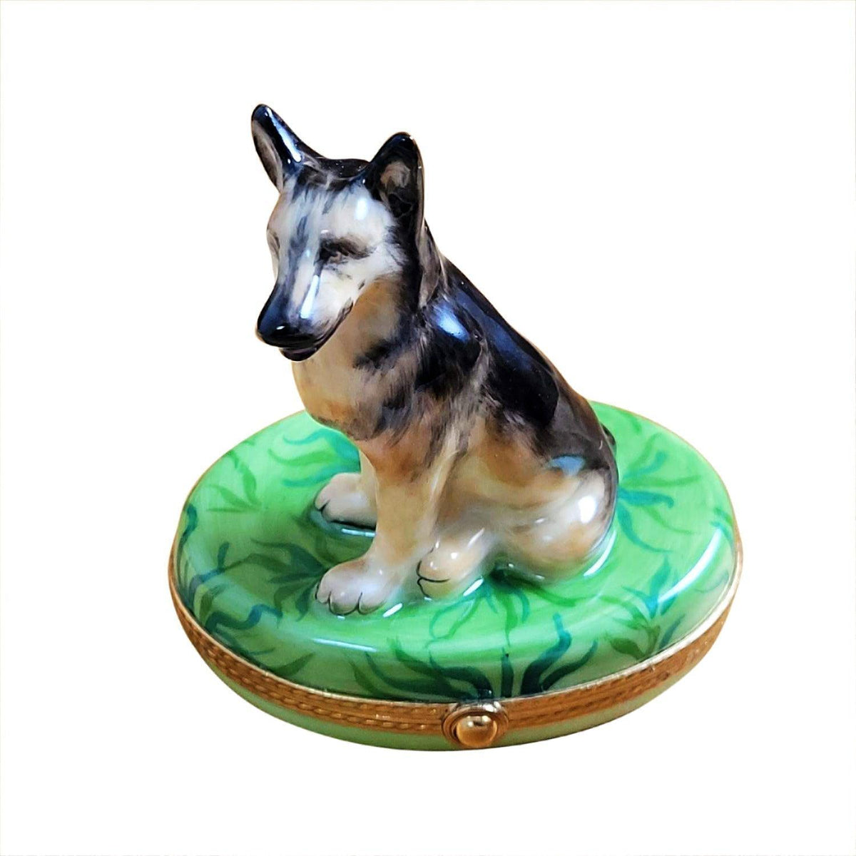 German Shepherd Limoges Box – Handcrafted French Porcelain
