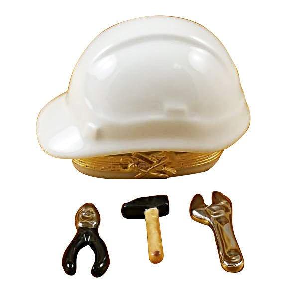 Hard Hat with Tools Limoges Box – Handcrafted French Porcelain