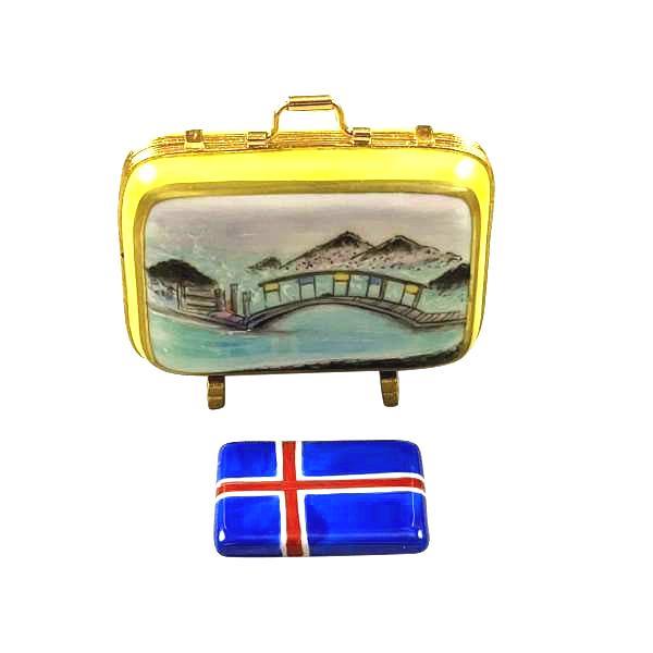 Iceland Suitcase Limoges Box – Handcrafted French Porcelain