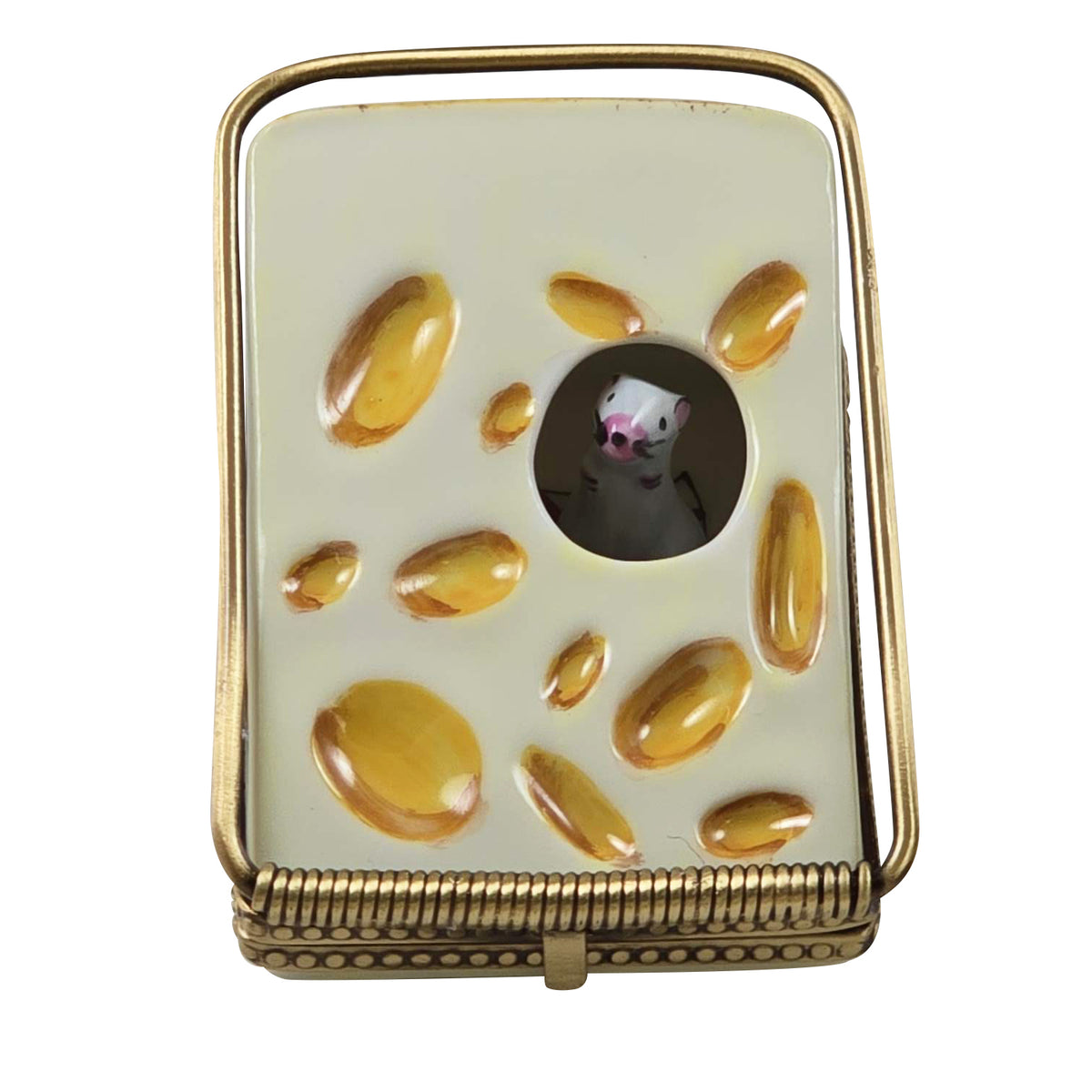 Mouse in Cheese Limoges Box – Hand-Painted French Porcelain