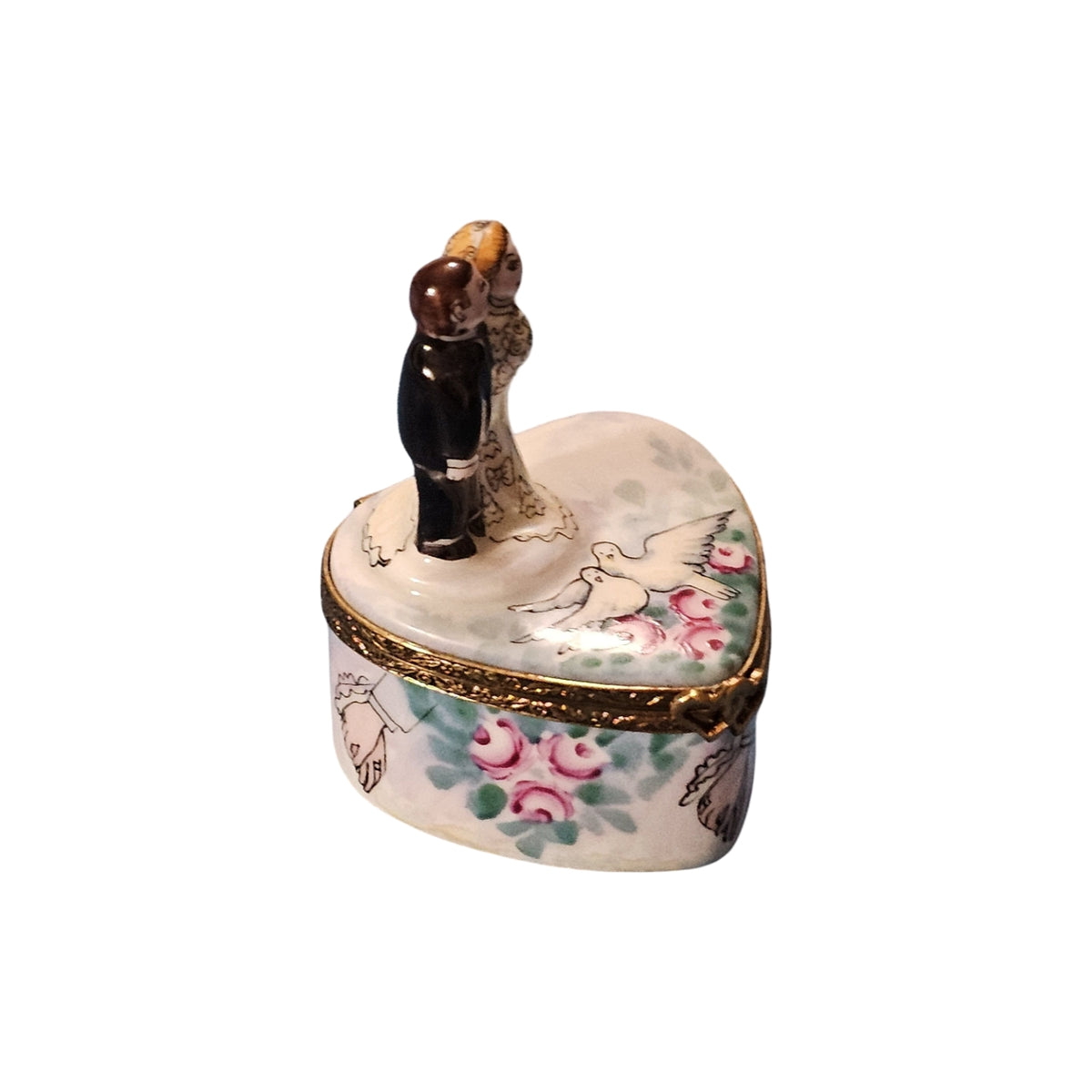 Bride and Groom Heart Box – Authentic French Limoges Art