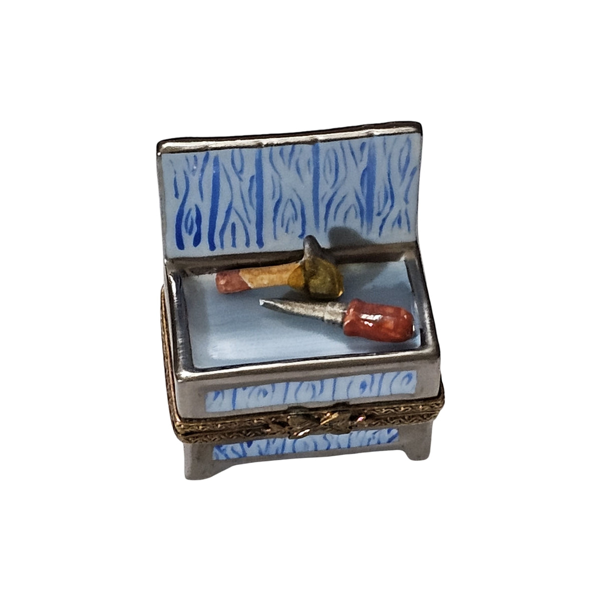 Blue Tool Box Limoges Box – Hand-Painted French Porcelain