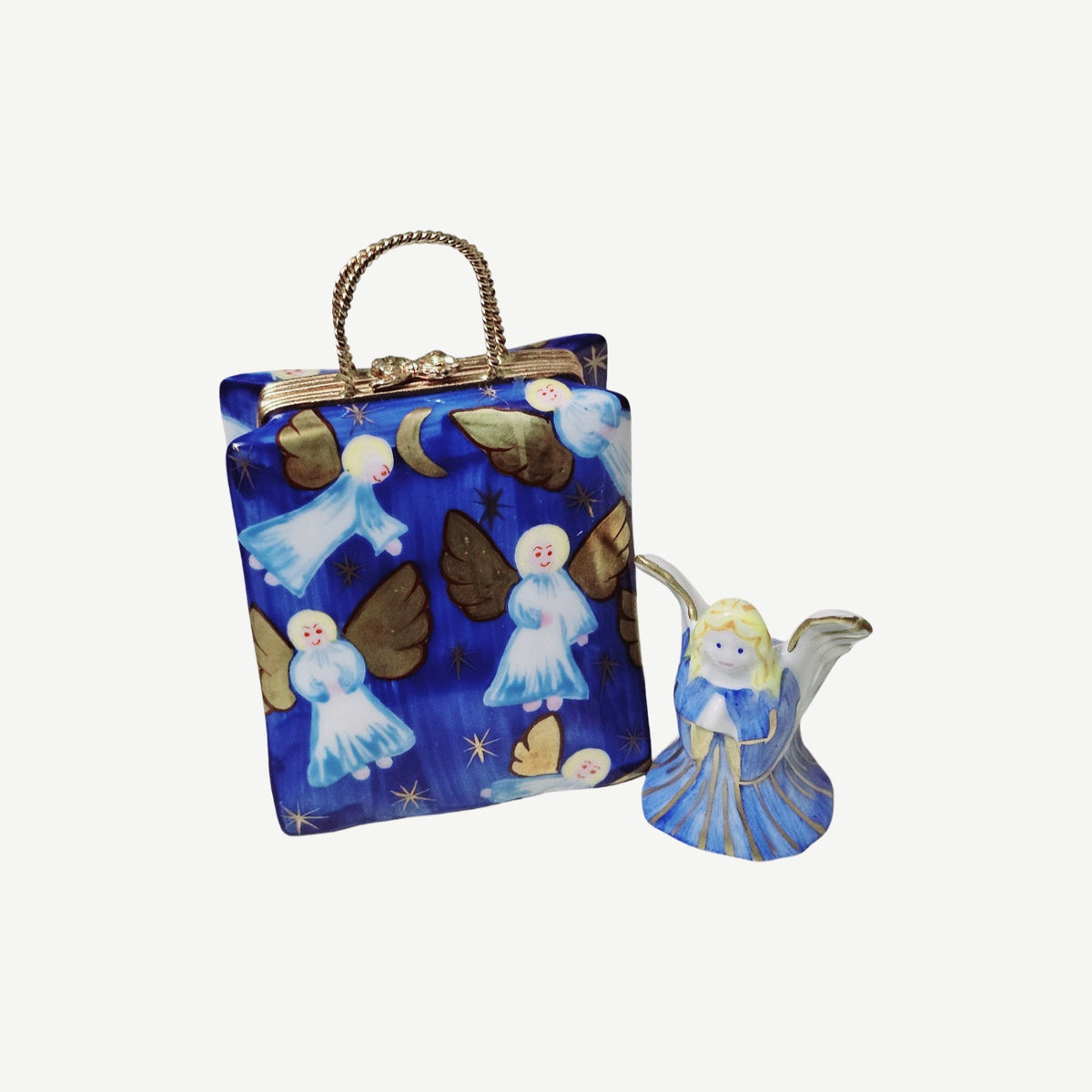 Angel Shopping Bag Limoges Box – Handcrafted French Porcelain